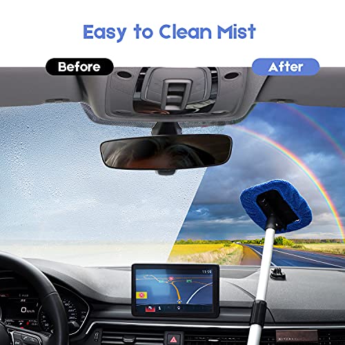 AstroAI Windshield Cleaner, Microfiber car Window Cleaner with 4 Reusable and Washable Microfiber Pads and Extendable Handle Auto Inside Glass Wiper Kit