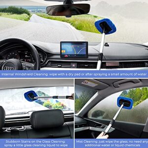 AstroAI Windshield Cleaner, Microfiber car Window Cleaner with 4 Reusable and Washable Microfiber Pads and Extendable Handle Auto Inside Glass Wiper Kit