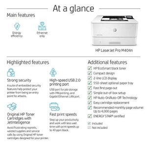 HP Laserjet Pro M404n Printer, White (Renewed)