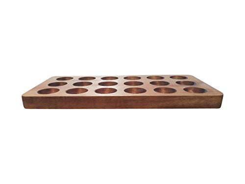 Wooden Egg Holder by ILLATO, Premium Acacia Wood Egg Tray, 18 Holes Egg Plate, Freezer, Tabletop Display or Refrigerator Storage, Deviled Egg Tray, Egg Holder Countertop, Wooden Egg Skelter