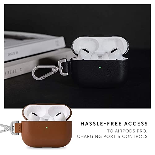 Native Union Leather Case for AirPods Pro with Clip – Handcrafted Fully-Wrapped Genuine Italian Leather case – Compatible with Wireless Chargers – Compatible with AirPods Pro, Airpods Pro 2 (Tan)