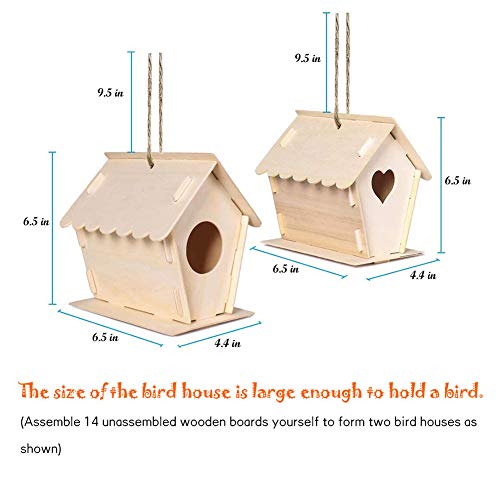 Boviagom DIY Bird House Kit for Kids, Crafts for Kids 2Pack， DIY Wooden Birdhouse Kit Arts and Crafts for Kids， Kids Arts and Crafts Ages 3-5, 4-8, 8-12