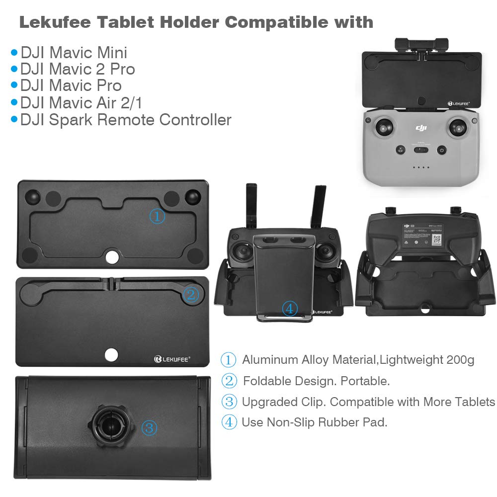 Lekufee Lightweight Aluminum Alloy Foldable Tablet Holder for DJI Mini 3 Pro/Mini 2 SE/2/Mini SE/Mini 1/Mavic 3/2/1/DJI Air 2S/2/Mavic Pro/Mavic Air/DJI Spark Remote Controller