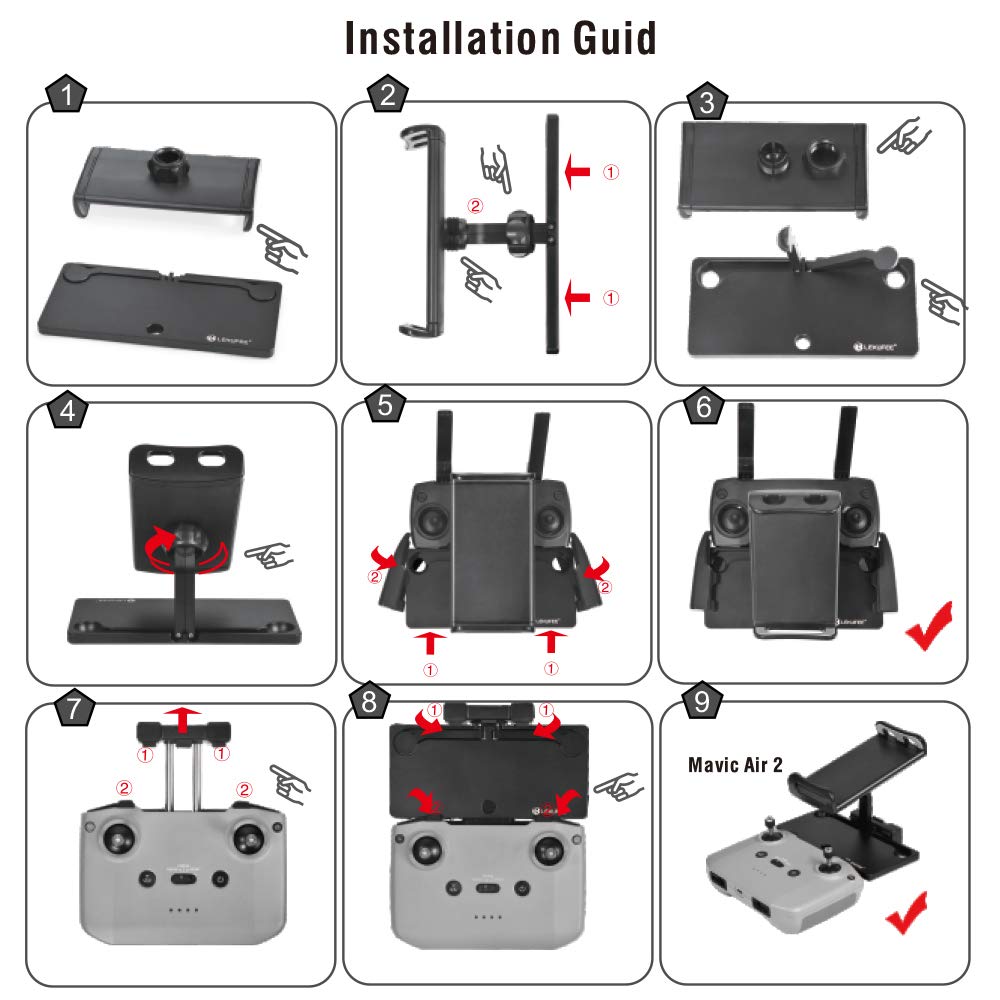 Lekufee Lightweight Aluminum Alloy Foldable Tablet Holder for DJI Mini 3 Pro/Mini 2 SE/2/Mini SE/Mini 1/Mavic 3/2/1/DJI Air 2S/2/Mavic Pro/Mavic Air/DJI Spark Remote Controller