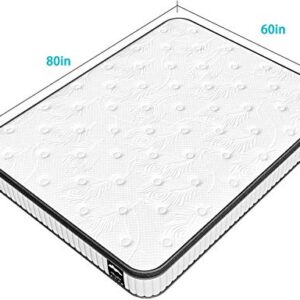 Serweet 10 Inch Memory Foam Hybrid Queen Mattress - Heavier Coils for Durable Support - Pocket Innersprings for Motion Isolation - Pressure Relieving - Medium Firm - Made in North America