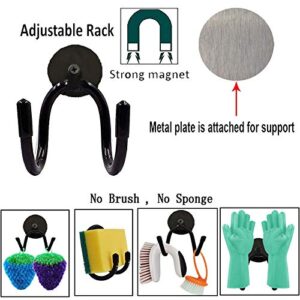 Magnetic Sink Caddy Hook Dish Cloth Towel Bar Dish Towel Holder Dish Drying Rack Towel Hook Hanger Great for Refrigerator, Kitchen Sink, Stove, Dishwasher. - Adjustable metal - Black