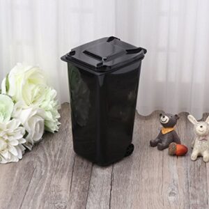 Beerty Mini Solid Color Trash Can Shaped Pen Holder Storage Bin Stylish Desktop Organizer Garbage Can Wastebasket(Black)