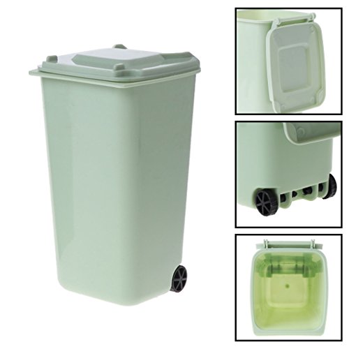 Beerty Mini Solid Color Trash Can Shaped Pen Holder Storage Bin Stylish Desktop Organizer Garbage Can Wastebasket(Black)