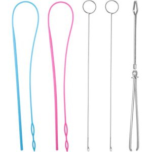 6 pieces sewing loop kit, include loop turner hook flexible drawstring threader metal tweezers long loop turner tool with latch for fabric belts strips diy knitting accessories