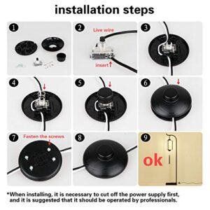 3Pcs Floor Foot Switch, Black Foot Pedal Lamp Switch, Round Floor Foot Switch Inline, with Step-on-Button, for Floor Lamp On-Off Control Footswitch (Pack of 3-Black)