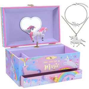 jewelkeeper unicorn music box & little girls jewelry set - 3 unicorn gifts for girls