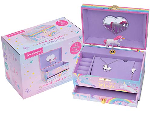 Jewelkeeper Unicorn Music Box & Little Girls Jewelry Set - 3 Unicorn Gifts for Girls