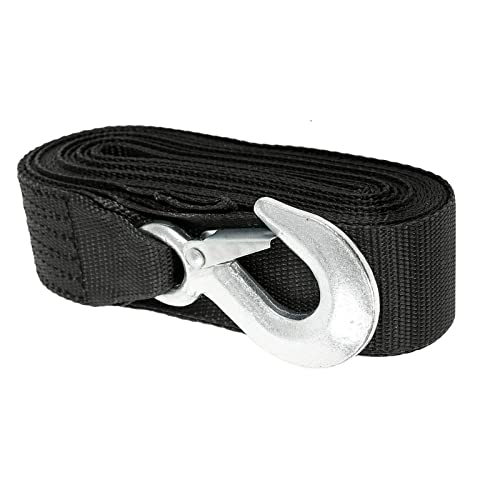 2" x20' Trailer Winch Strap with Safety Snap Hook Breaking Strength 10000 lbs Max Towing Working Load at 3300 lbs for ATV Jetski Trailer Boat Wave Runner Towing Heavy Duty Equipment， Black