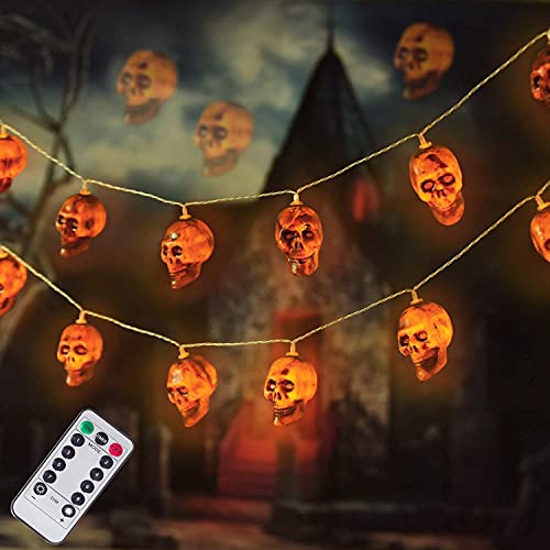 LUMINATERY Holiday Decorations, Ombre Skull Large 3D Dinosour String Lights, 30 LED Lights for Party, Wedding, Garden and Halloween Decoration (Yellow)