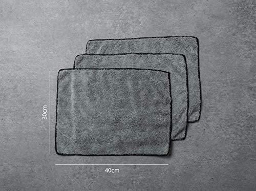 Microfiber Cleaning Cloth for Cars - Professional Car Wash Towel Pad/All-Purpose Cleaning Cloths/Super Absorbency Drying Towel - Detailing and Polishing Cars (12“x16”, Grey, 3PCS)