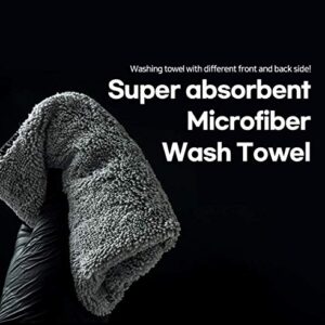 Microfiber Cleaning Cloth for Cars - Professional Car Wash Towel Pad/All-Purpose Cleaning Cloths/Super Absorbency Drying Towel - Detailing and Polishing Cars (12“x16”, Grey, 3PCS)