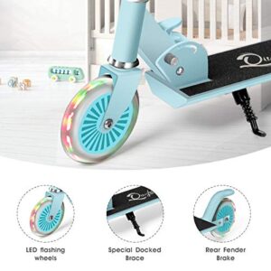 Scooters for Kids Ages 4-10，Folding Kick Scooter with 2 LED Light Up Wheels for Girls Boys Child Toddler，3 Adjustable Handle Height