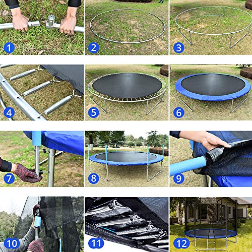 ARCTICSCORPION Trampoline with Safe Enclosure Net 10 FT Trampoline for 3-4 Kids and Adults Capacity 600 LBS Exercise Fitness Outdoor Trampoline with Waterproof Jump Mat Ladder