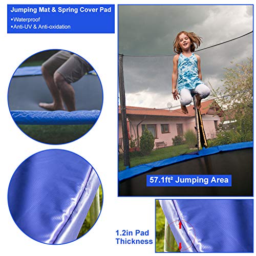 ARCTICSCORPION Trampoline with Safe Enclosure Net 10 FT Trampoline for 3-4 Kids and Adults Capacity 600 LBS Exercise Fitness Outdoor Trampoline with Waterproof Jump Mat Ladder