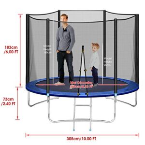 ARCTICSCORPION Trampoline with Safe Enclosure Net 10 FT Trampoline for 3-4 Kids and Adults Capacity 600 LBS Exercise Fitness Outdoor Trampoline with Waterproof Jump Mat Ladder