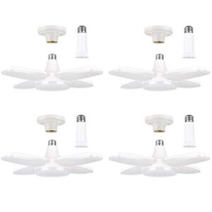 4 pack led garage lights, 60w 6000lm deformable garage ceiling light, e26 dimmable garage light, 6500k led 4-leaf light for garage workshop warehouse basement