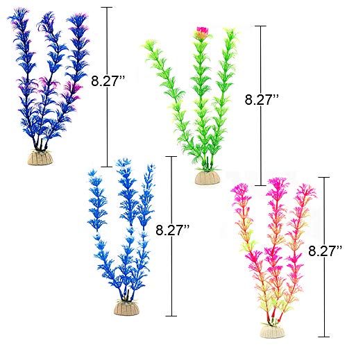 Bumiews Aquarium Decorations Castle Accessories Plastic Plants - 15 Pack Fish Tank Decoration Castle Barrel Hideouts Fish House and Cave Artificial Plants Ornament Anemone Starfish Small