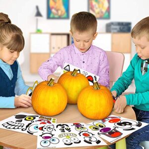 ArtCreativity Halloween Pumpkin Decorating Stickers - 24 Sheets - Jack-o-Lantern Decoration Kit - 52 Total Face Stickers - Cute Halloween Decor Idea - Treats, Gifts, and Crafts for Kids- 3” x 5”