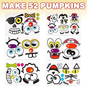 ArtCreativity Halloween Pumpkin Decorating Stickers - 24 Sheets - Jack-o-Lantern Decoration Kit - 52 Total Face Stickers - Cute Halloween Decor Idea - Treats, Gifts, and Crafts for Kids- 3” x 5”