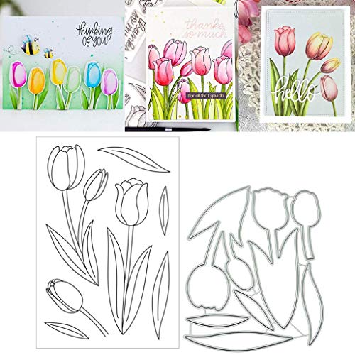 Tulip Silicone Clear Stamp and Die Sets for Card Making, DIY Embossing Photo Album Decorative Craft