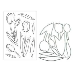 Tulip Silicone Clear Stamp and Die Sets for Card Making, DIY Embossing Photo Album Decorative Craft