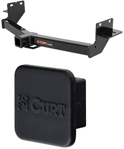 Curt 13153 22272 Class 3 Trailer Hitch with 2 Inch Receiver and 2 Inch Rubber Hitch Tube Cover Bundle for Hyundai Santa Fe and Santa Fe XL