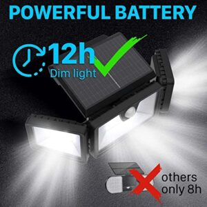 TBI Security Solar Lights Outdoor 216 LED 2200LM, 6500K, 7W - Extra-Wide Adjustable 360° 3 Heads with 3 Modes, Wireless Motion Sensor 40ft - Waterproof IP65 Spot Flood Lights Solar Powered 2200mah