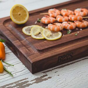 John Boos Reversible 18 Inch Wide 1.5 Inch Thick BBQ Barbecue Carving Cutting Board with Deep Juice Groove, 12 x 18 x 1.5 Inches, Walnut