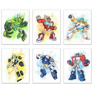 transformers prints - set of 6 wall art decor (8 inches x 10 inches) photos