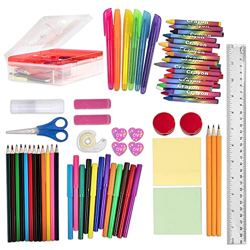 Kraftic Art Kit Coloring Set for Kids, Complete Back to School Art Supplies Kit, Art Box Organizer, Drawing Supplies Art Case with Removable Tray for Boys and Girls, Ages 4-8