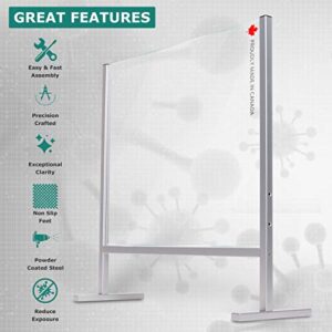 LITA888 Sneeze Guard for Desk Plastic Partition Divider - Plexi Glass Protector Stand - Protective Plexiglass Barrier Counter Shields - Adjustable Opening - 30" x 25" - Commercial Office Schools Store