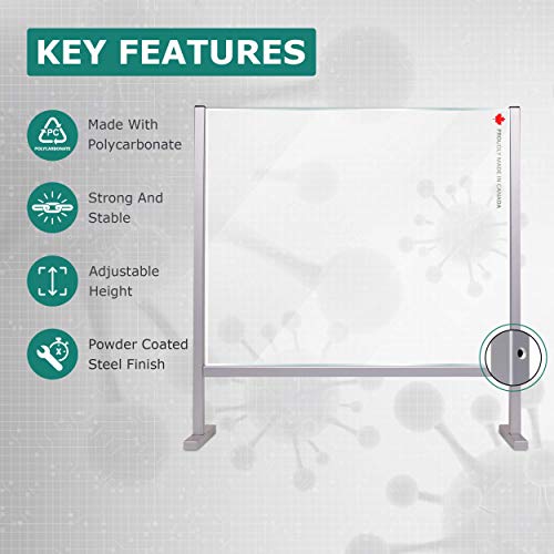 LITA888 Sneeze Guard for Desk Plastic Partition Divider - Plexi Glass Protector Stand - Protective Plexiglass Barrier Counter Shields - Adjustable Opening - 30" x 25" - Commercial Office Schools Store