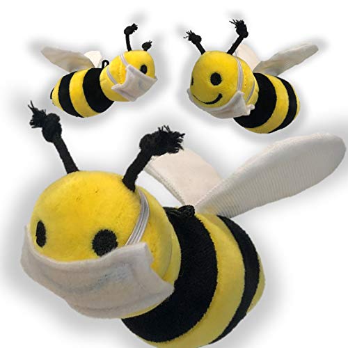 Set of 3 Plush Soft Stuffed Toy Honey Bumble Bees with Removable Masks