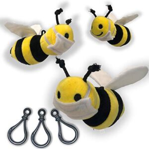 Set of 3 Plush Soft Stuffed Toy Honey Bumble Bees with Removable Masks