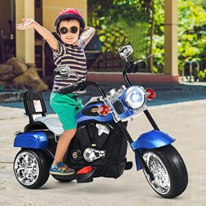 HONEY JOY Kids Motorcycle,6V Battery Powered Toddler Chopper Motorbike Ride On Toy w/Horn & Headlight, Foot Pedal, 3-Wheel Mini Electric Motorcycle for Kids, Gift for Boys Girls(Blue)