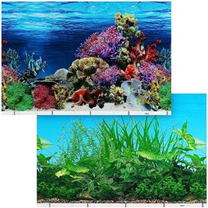 villcase fish tank background- 2 sided wallpaper background 3d aquarium background sticker background poster 10 gallon tank- 30x42cm (style h)