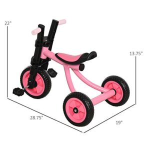 Qaba 3 Wheel Kids Tricycle Toddler Walking Trikes with Adjustable Seat for 3-6 Years Old Boys & Girls Pink