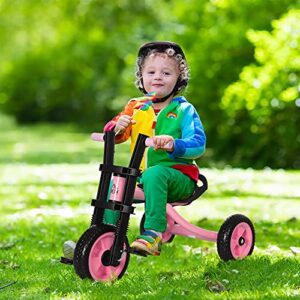 Qaba 3 Wheel Kids Tricycle Toddler Walking Trikes with Adjustable Seat for 3-6 Years Old Boys & Girls Pink