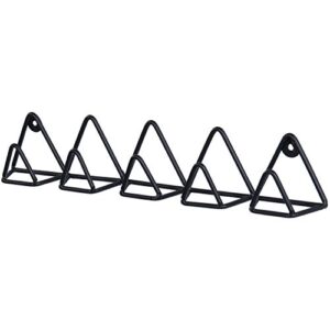 MyGift Wall Mounted Black Metal Entryway Key Organizer Rack, Laynard, Mask and Pet Leash Hanger Holder with 5 Triangle Wire Hooks