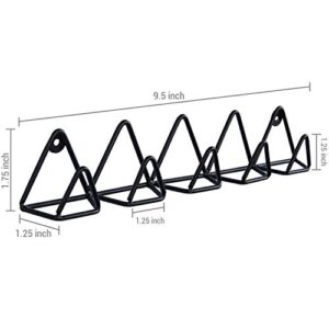 MyGift Wall Mounted Black Metal Entryway Key Organizer Rack, Laynard, Mask and Pet Leash Hanger Holder with 5 Triangle Wire Hooks