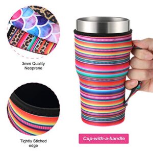 4 Pieces Coffee Cup Sleeve Reusable Neoprene Insulated Sleeves Cup Cover Holders Drinks Sleeve Holder for 30-32 oz Cold Hot Beverages, 4 Styles