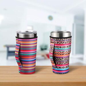 4 Pieces Coffee Cup Sleeve Reusable Neoprene Insulated Sleeves Cup Cover Holders Drinks Sleeve Holder for 30-32 oz Cold Hot Beverages, 4 Styles