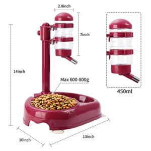 fatdaa Pet Standing Water Dispenser Bowl- Multifunctional Automatic,Feeder for Dog and Cat Height Adjustable 450ml Water Bottle,Automatic Standing Water Dispenser, Detachable Pole Self-Feeder