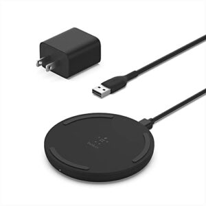 belkin quick charge wireless charging pad - 15w qi-certified for iphone, samsung galaxy, apple airpods pro & more - charge while listening to music, streaming videos, & video calls - black