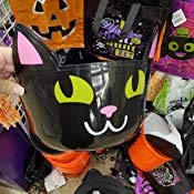 2 Piece Halloween Black Pink and White Adorable Cat Candy Treat Party Bowl